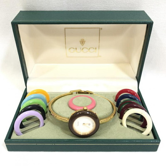 Gucci | Accessories | Gucci Change Bezel Watch Womens Gold Swiss Made ...